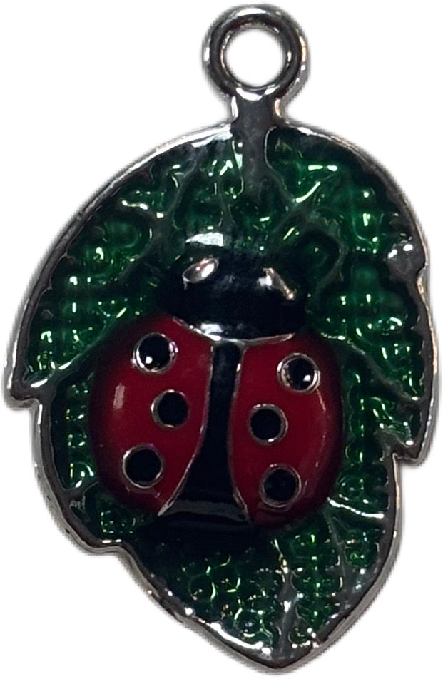 Silver Leaf and Ladybug Charm – crafts by melaina